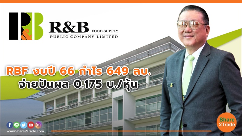 RBF งบปี 66 กำไร 649 ลบ. จ่ายปันผล 0.175 บ./หุ้น | Share2Trade